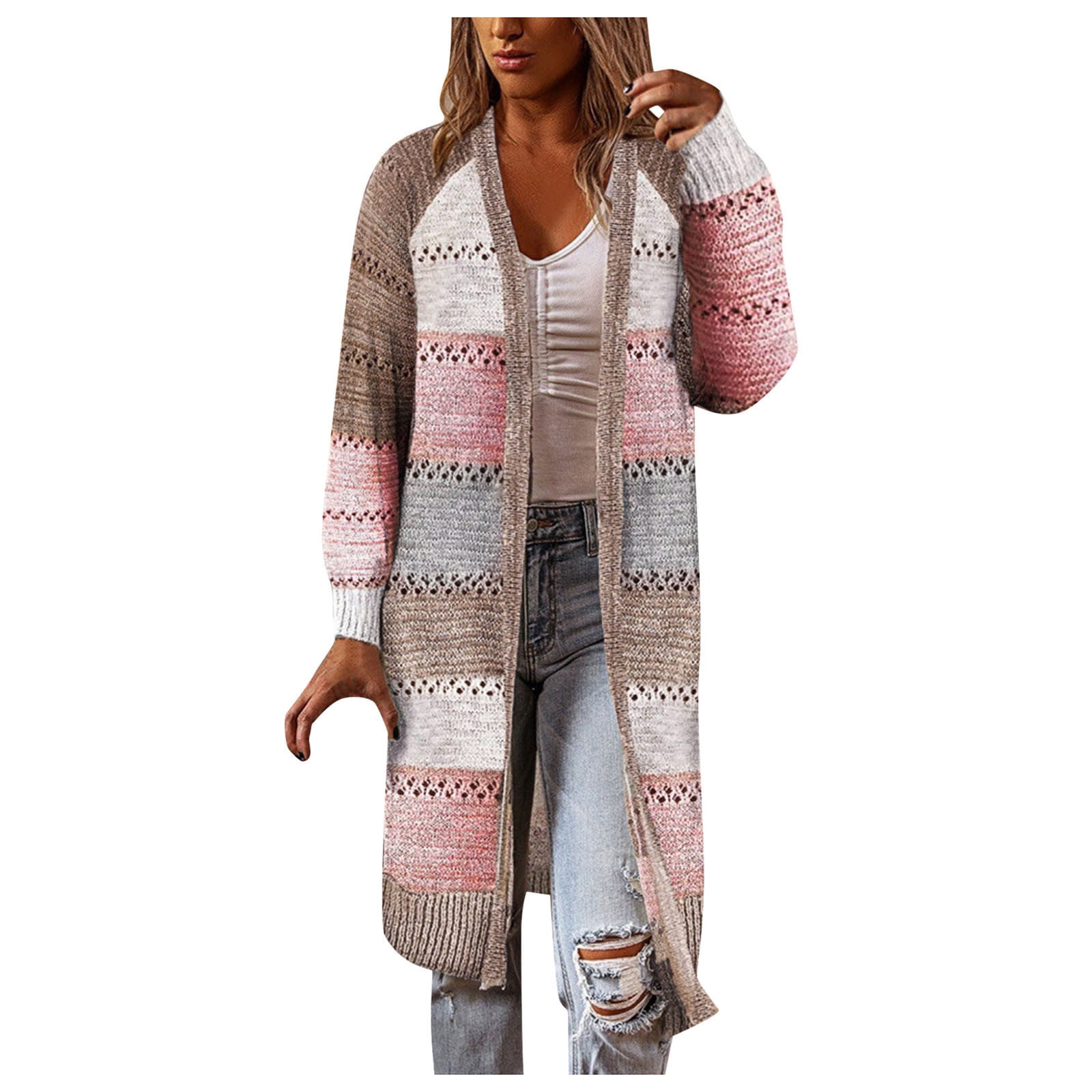 HJYCHN Sweaters for Women Cardigan Comfortable Stylish Stitching Long ...