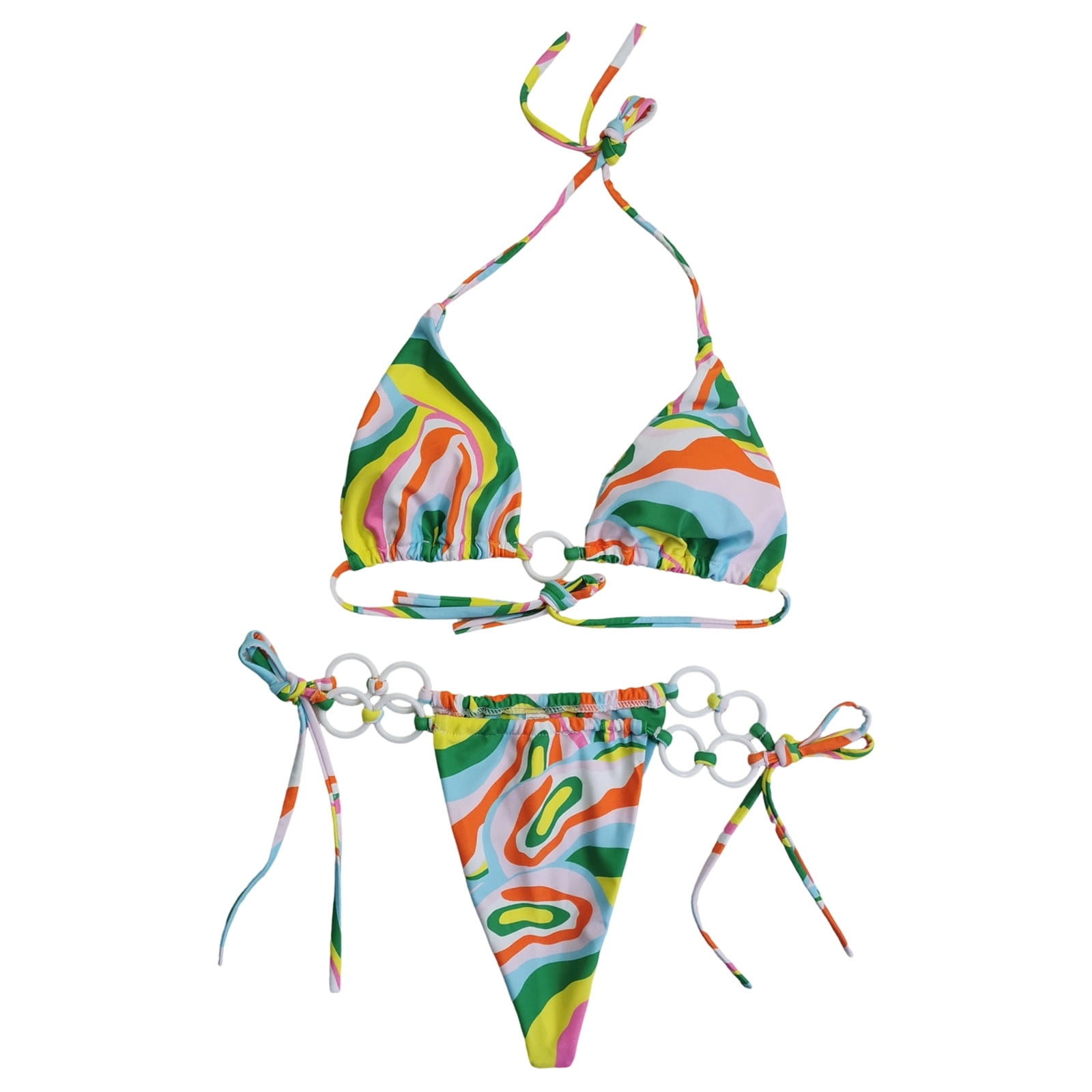 HJYCHN Swimsuit for Women Mini Bikini Two Piece Set with Ring Detail ...