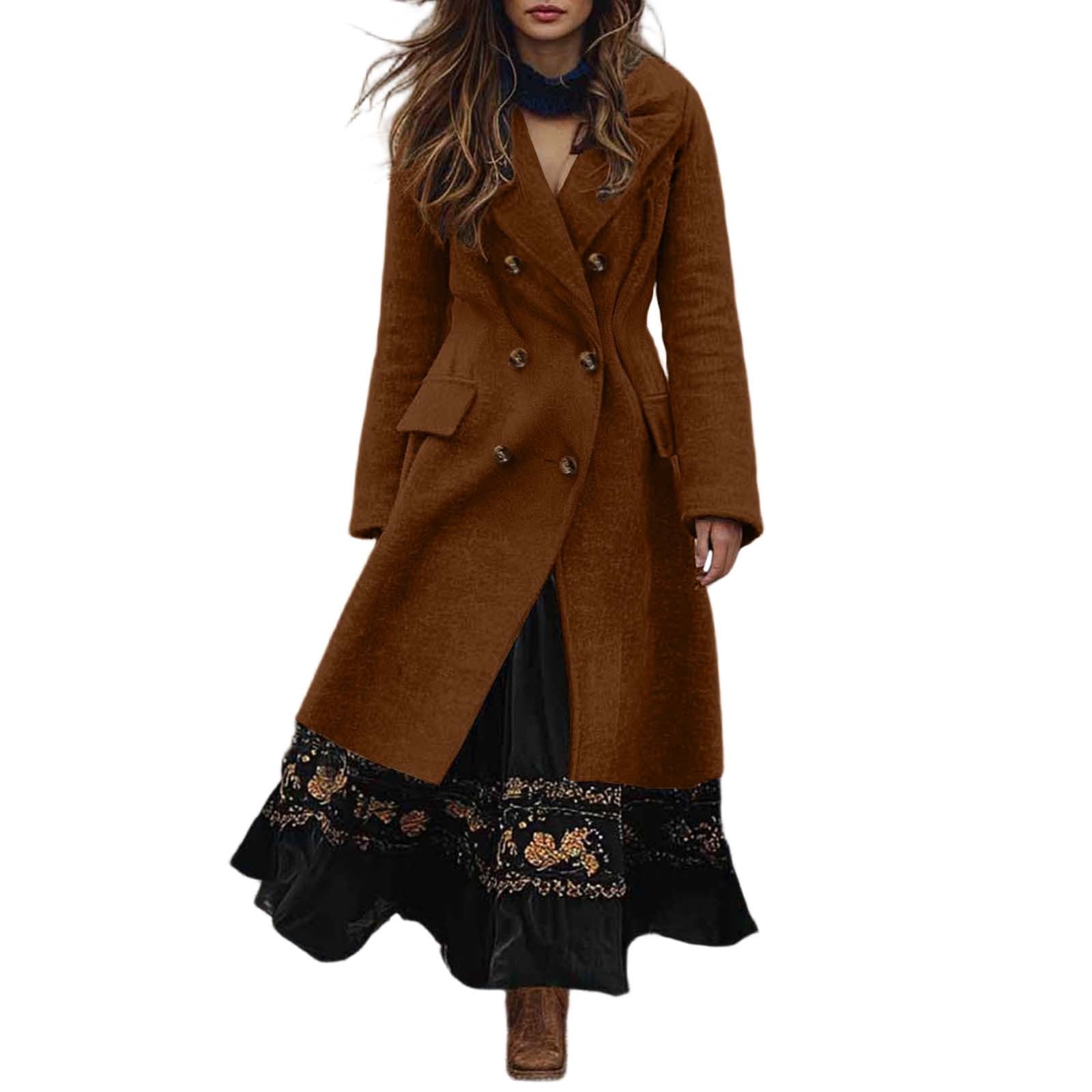 HJYCHN Women Bohemian Trench Coat Long Double Overcoat for Warm Fall ...