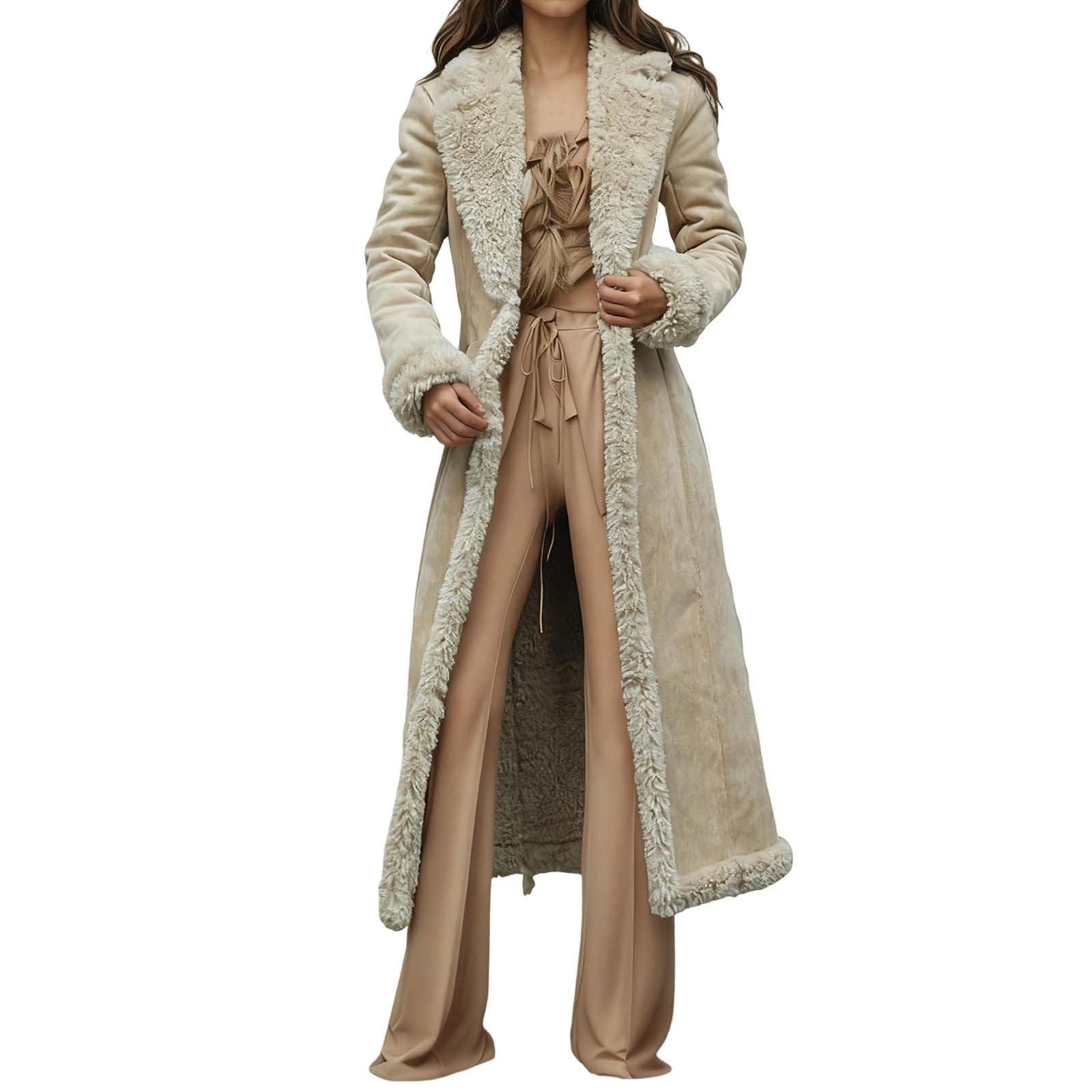 HJYCHN Women Long Wool Blend Overcoat Insulated Winter Trench Coat with ...