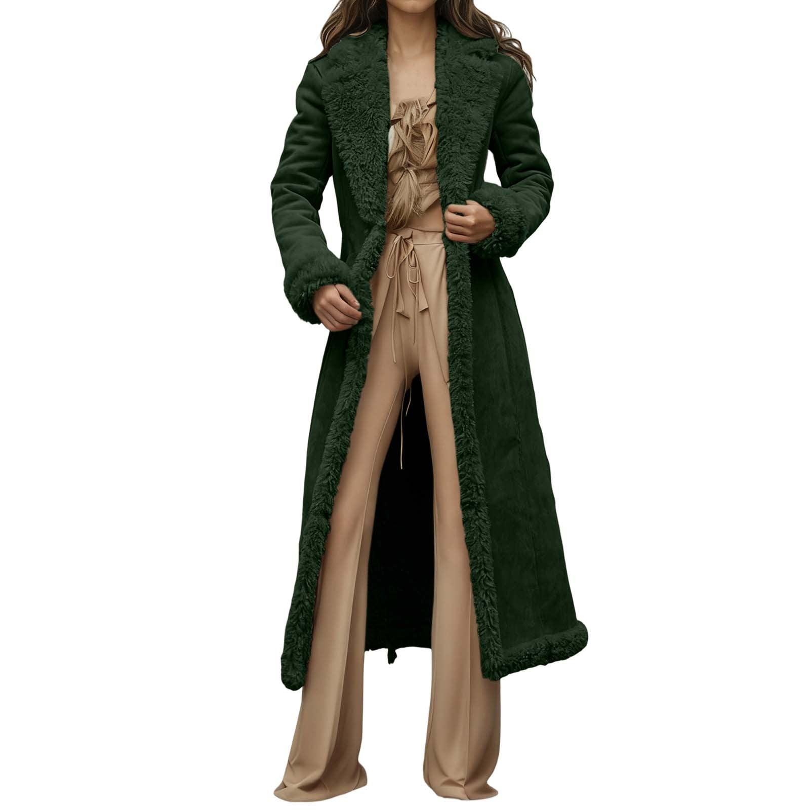 HJYCHN Women Long Wool Blend Overcoat Insulated Winter Trench Coat with ...