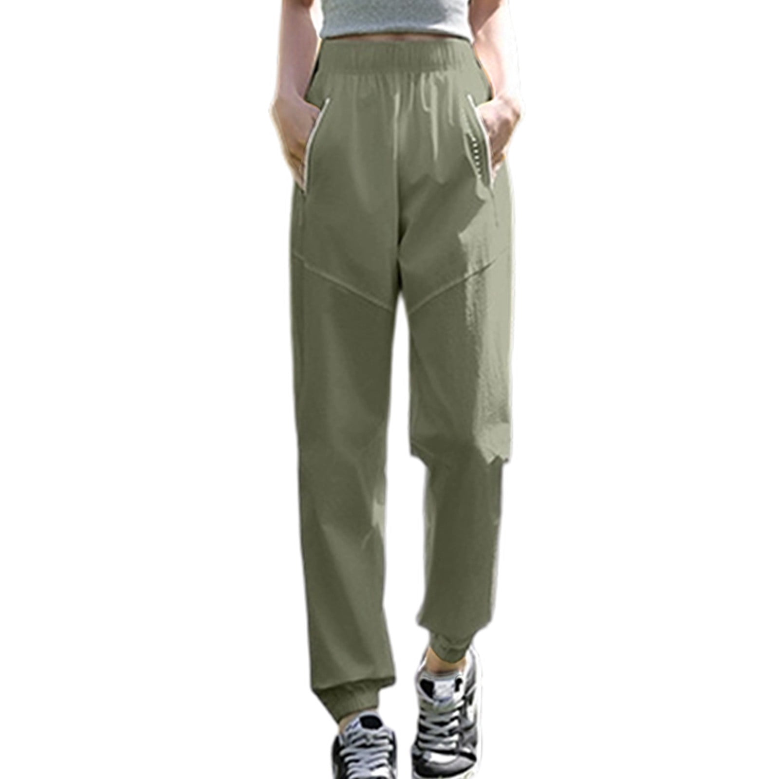 HJYCHN Women's High Waisted Slim Fit Joggers with Zipper Detail for ...