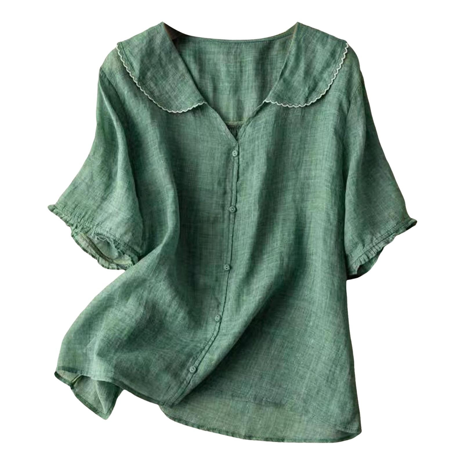 HJYCHN Womens Tops Casual Thin Solid Color College Style Shirt with ...