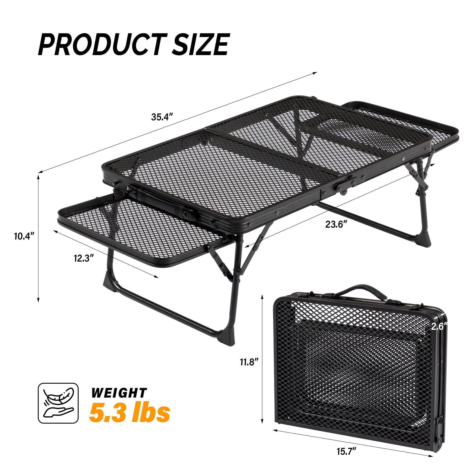 HJYURY 3FT Folding Grill Table, Outdoor Lightweight Aluminum Dining ...
