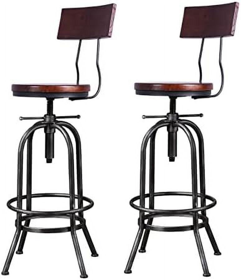 HJZUINIUNIU Industrial Stool-Adjustable Swivel Round Wood Metal Kitchen ...