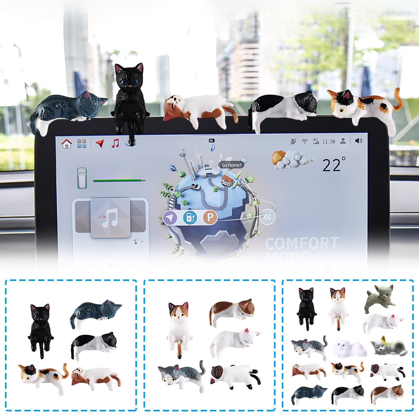 HJuyYuah 13Pack Cat Car Dashboard Decor Rear View Mirror Accessories ...