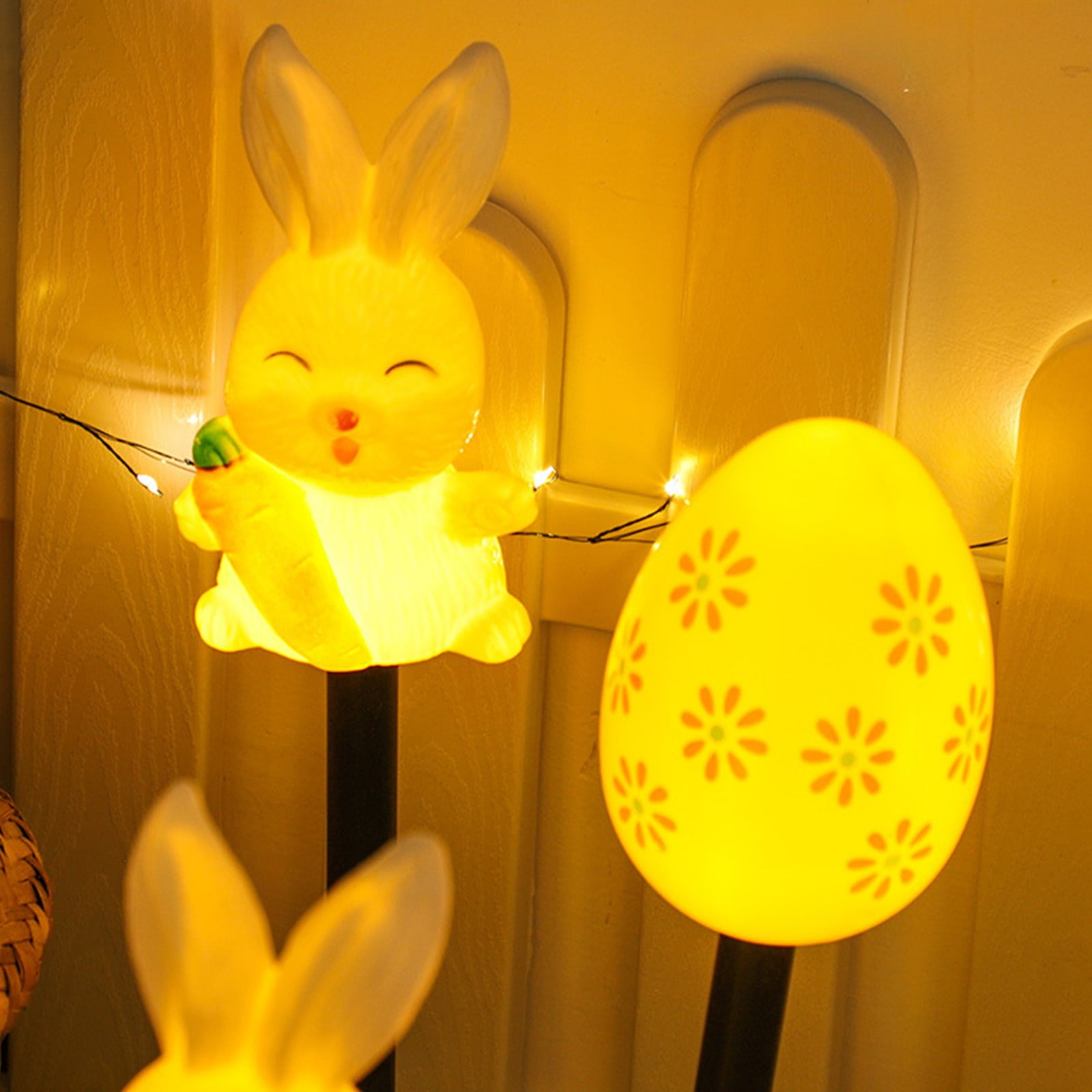 HJuyYuah Bunny String Lights & Egg String Lights Set, 6-Piece Solar LED ...
