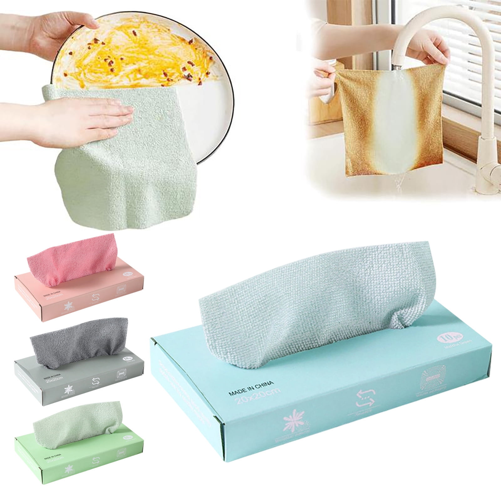 HJuyYuah Thickened Disposable Kitchen Cloths, Washable Dry/Wet Dish ...