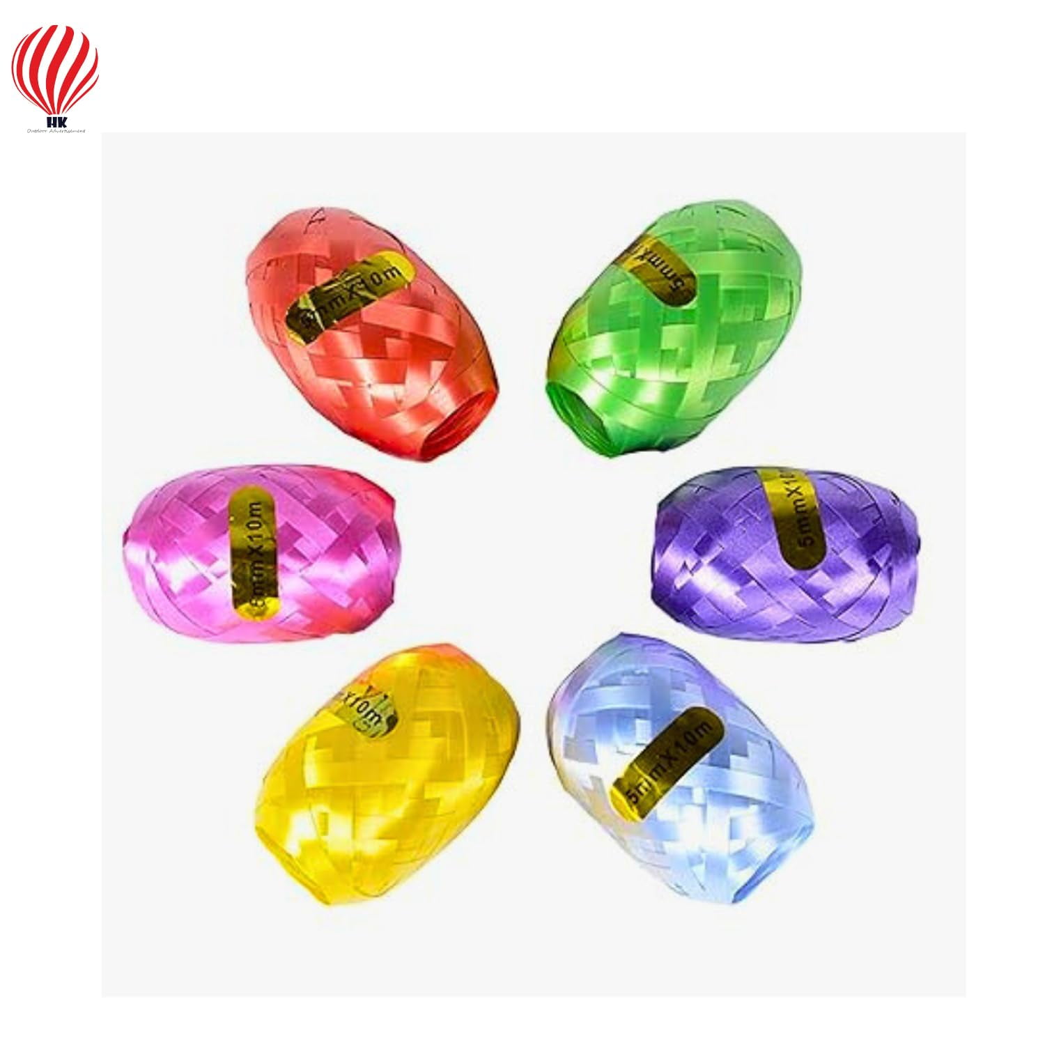 HK Balloons Multicolor 6 Pcs (5mm X 10m) Balloon Curling Ribbon Roll ...