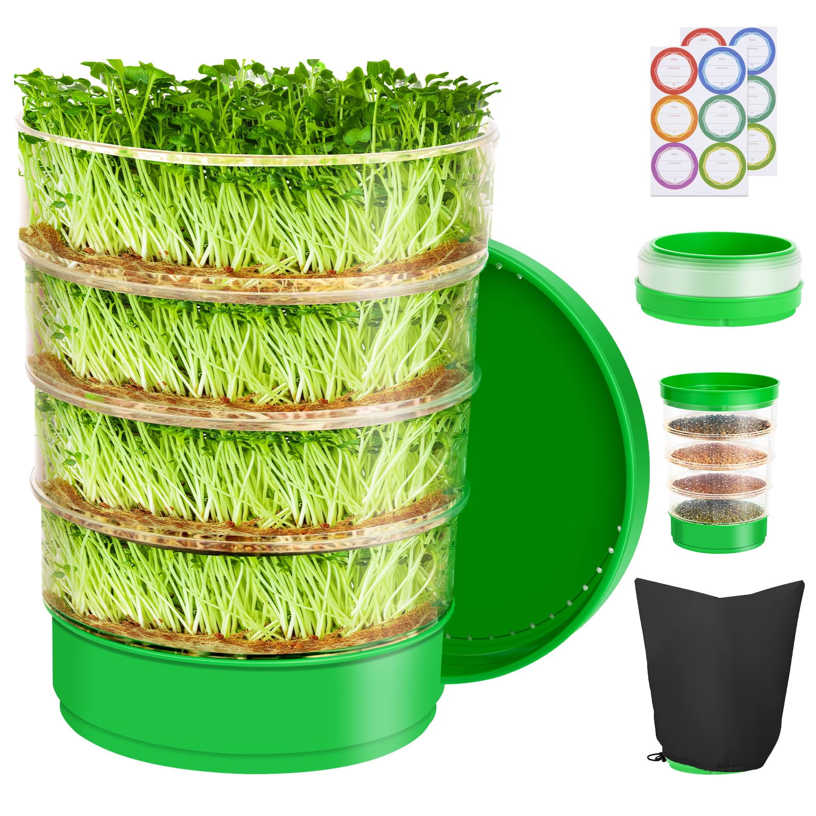 HK Stackable Seed Sprouting Kit, 4-Tier BSL1 Microgreens Growing Kit ...