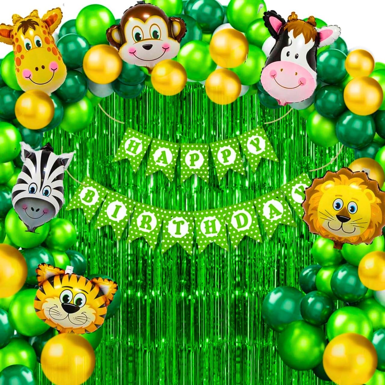 HK balloons Pack of 56 Pcs Jungle theme Birthday Party Decorations ...