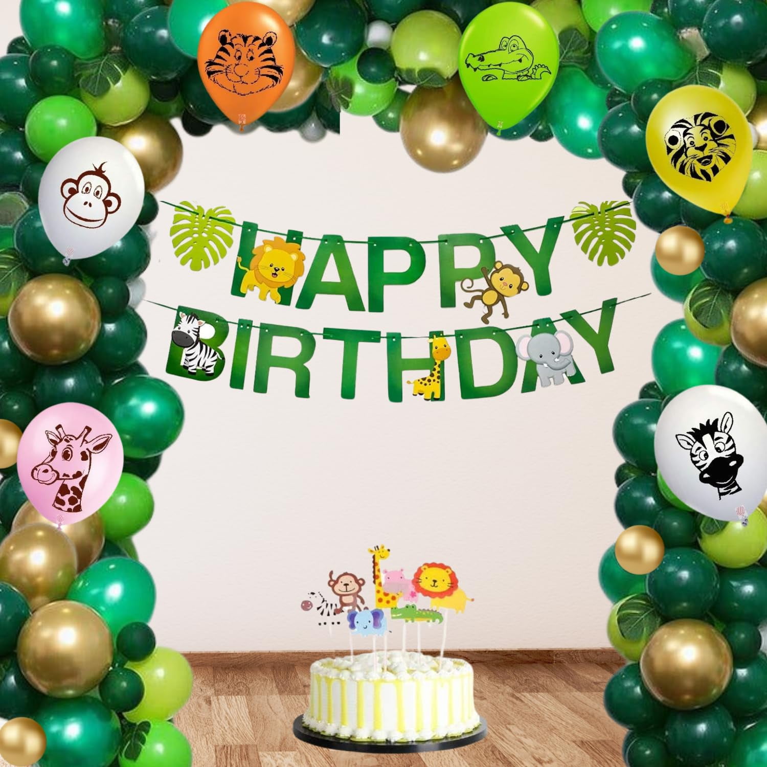 HK balloons Pack of 79 Pcs Jungle theme Birthday Party Decorations ...