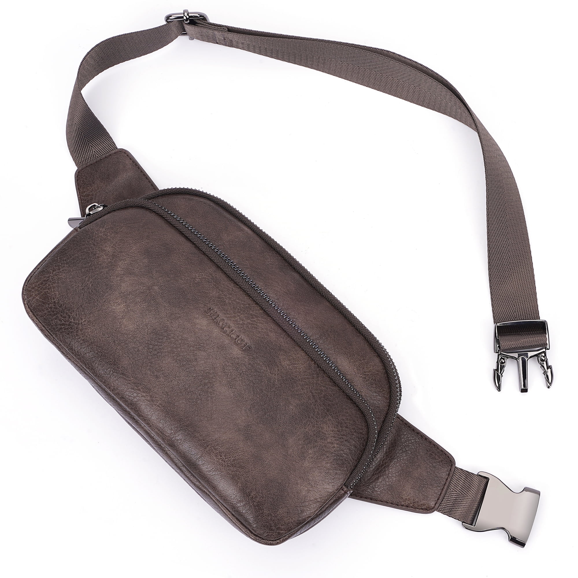 HKCLUF Vegan Leather Belt Bag for Women, Adjustable Strap, Triple ...