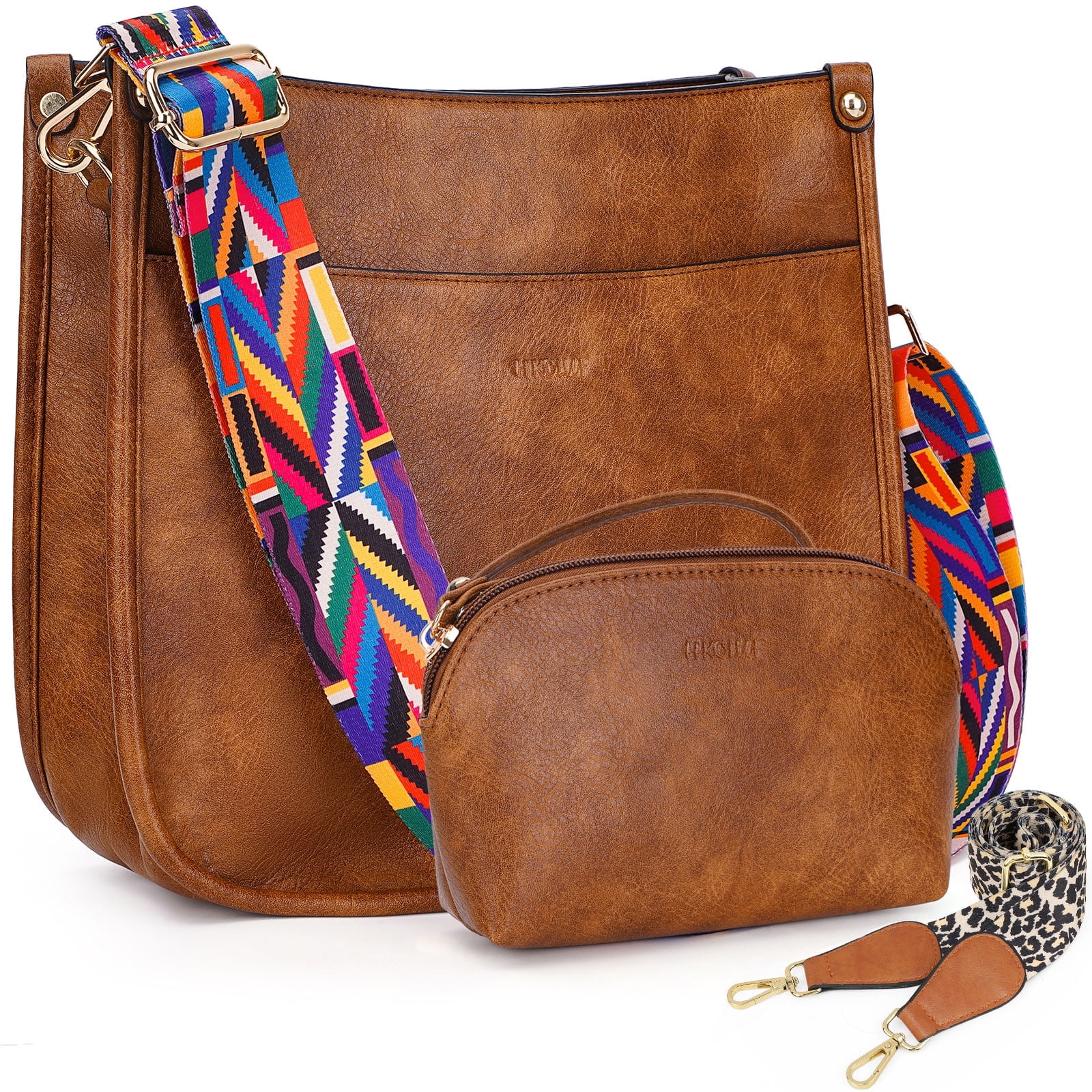 HKCLUF Crossbody Bag for Women 2pcs Leather Crossbody Bag and Wallet ...
