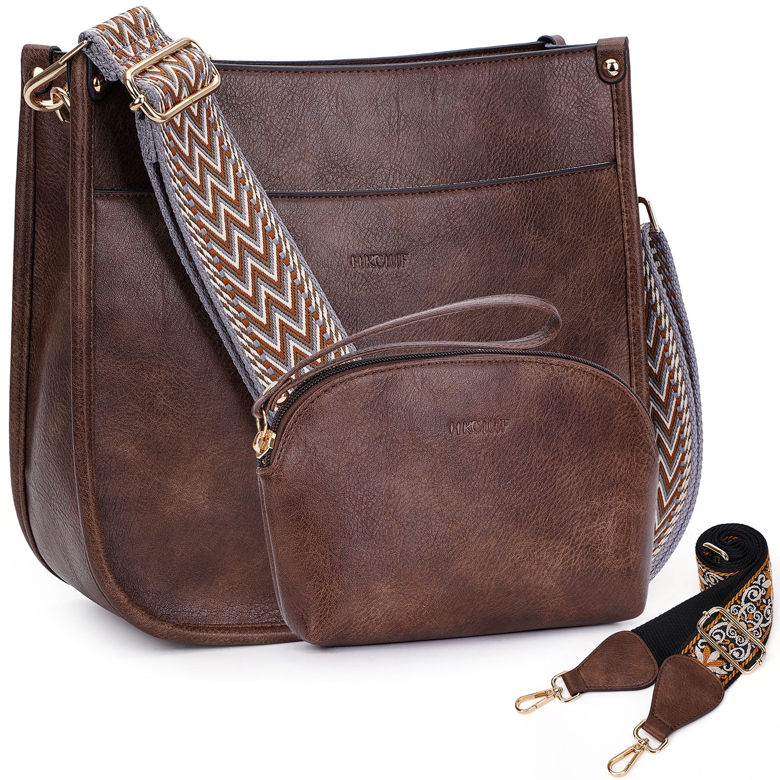 HKCLUF Crossbody Bag for Women 2pcs Leather Crossbody Bag and Wallet ...