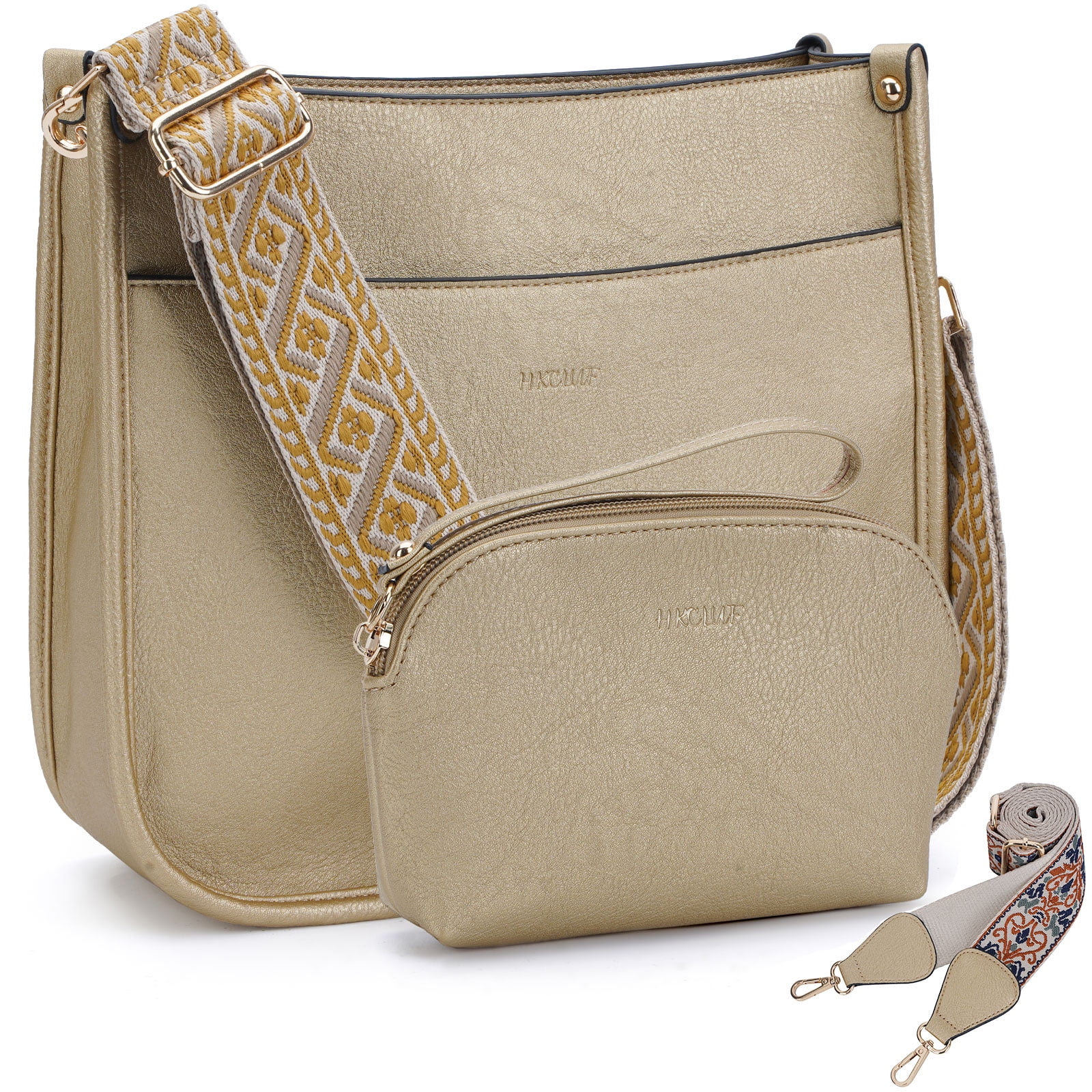 HKCLUF Crossbody Bag for Women 2pcs Leather Crossbody Bag and Wallet ...