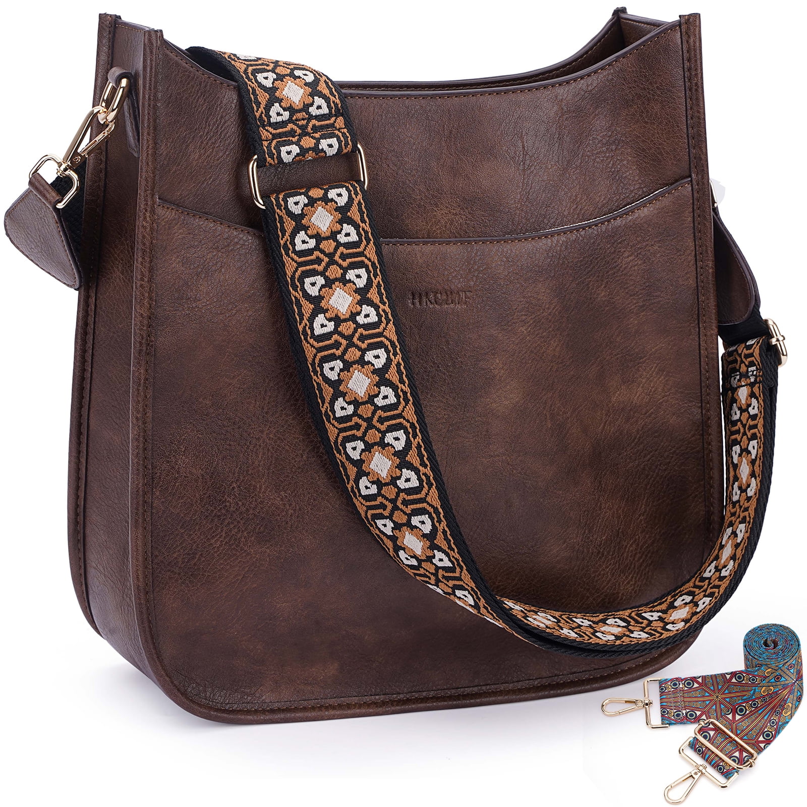 HKCLUF Women's Vegan Leather Crossbody Bag, Designer Hobo Handbag with ...