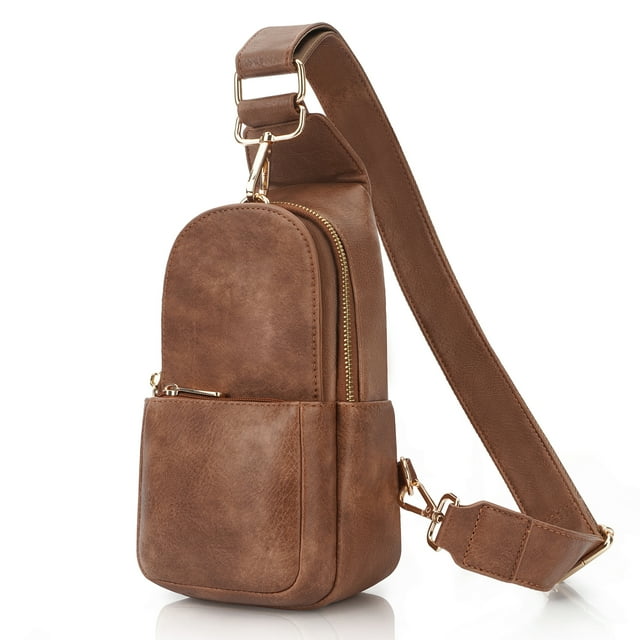 HKCLUF Women Chest Bag Sling Bag Small Crossbody PU Leather Satchel ...