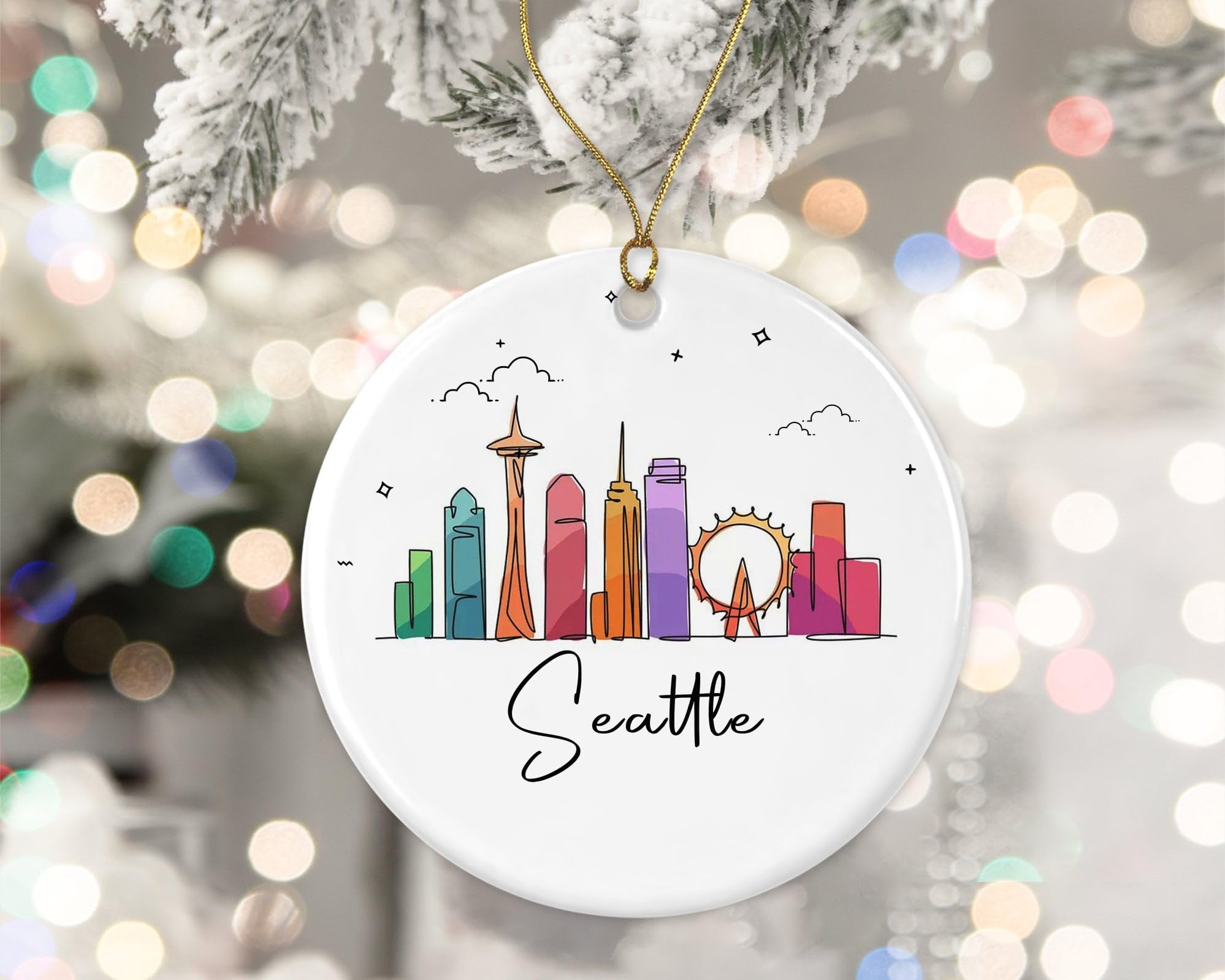 HKDesignGift Seattle City Ornament, YPF5 Seattle City Christmas ...