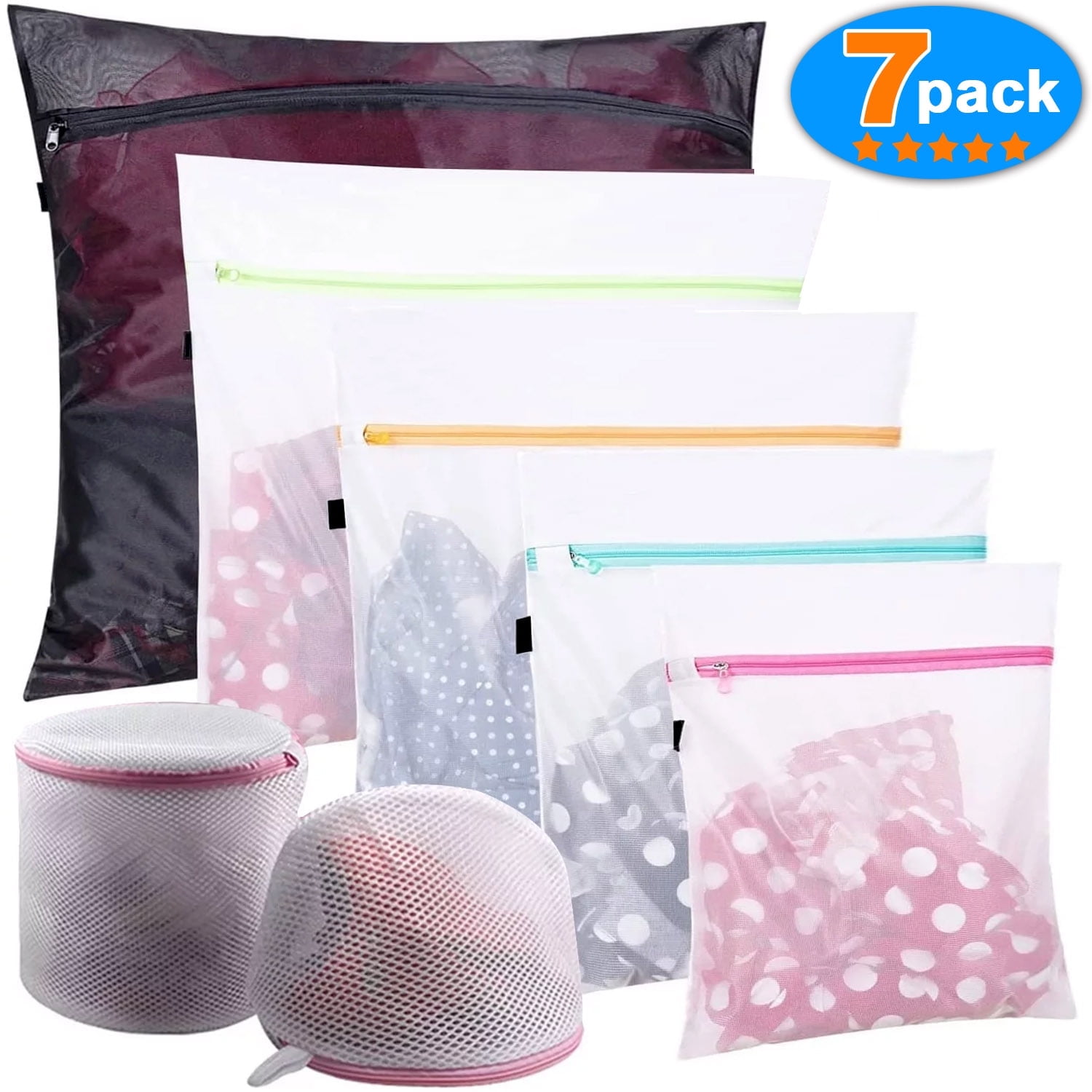 Camkey Mesh Laundry Bags, 7 Pack, Washing Machine Bags for Delicates ...