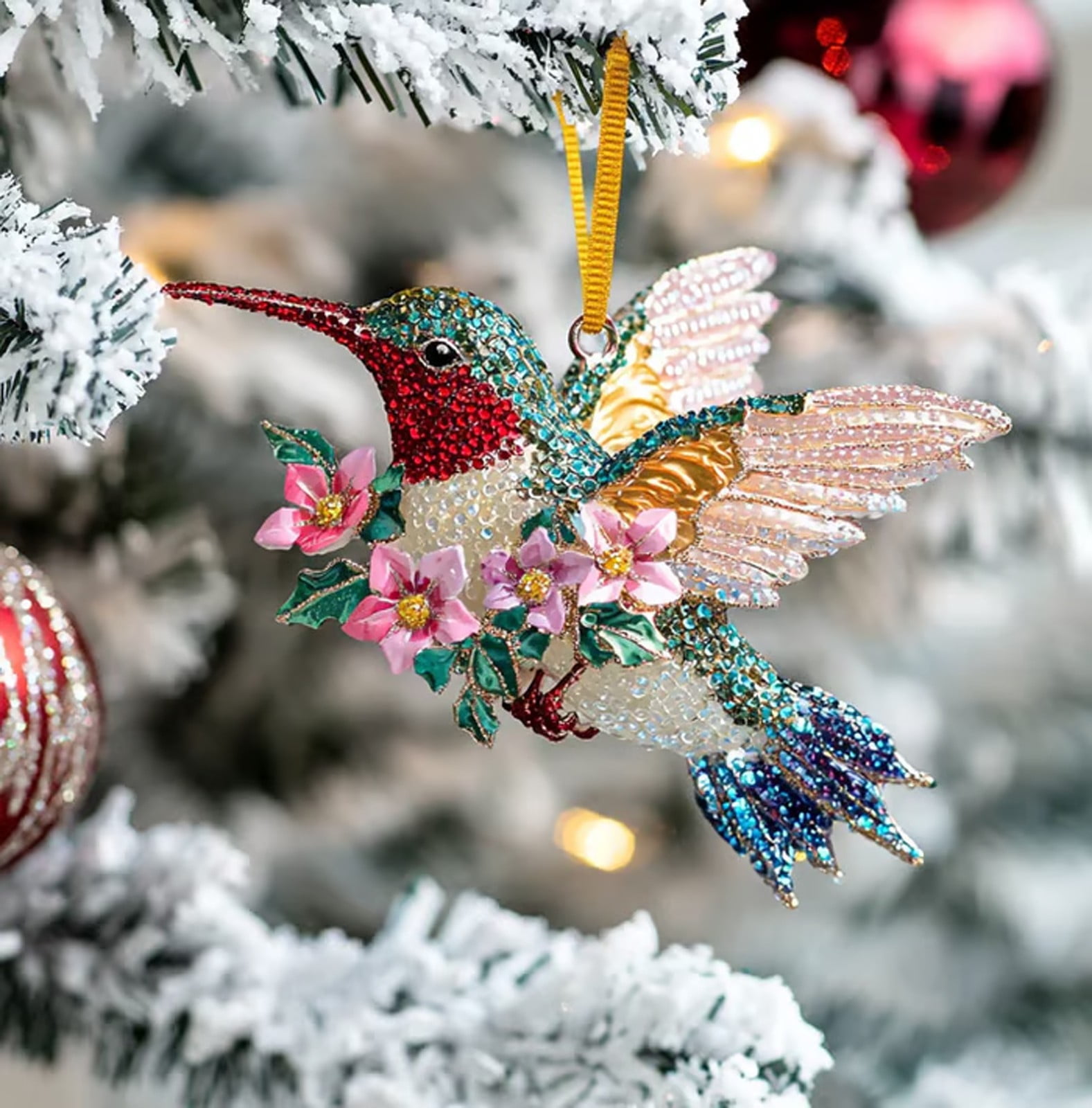 HKEJIAOI 6" Sun Catcher Hummingbird Pendant with Reflective Light ...
