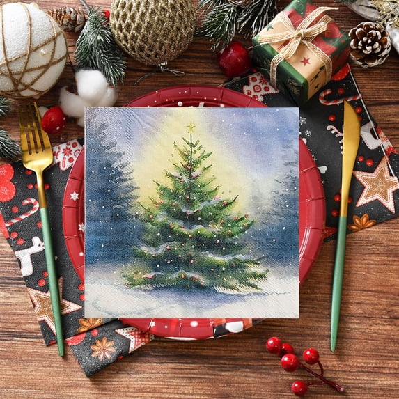 HKEJIAOI Christmas Printed Party Napkins 17x17 Inch Disposable Paper ...