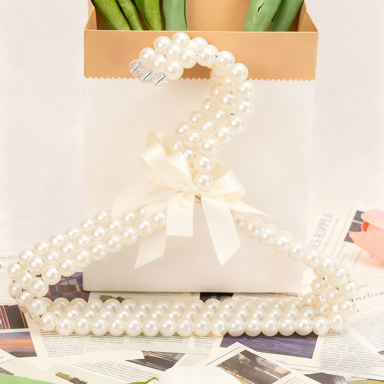 HKEJIAOI Elegant Pearl & Bow Wedding Dress Hanger, Fade-Resistant ...