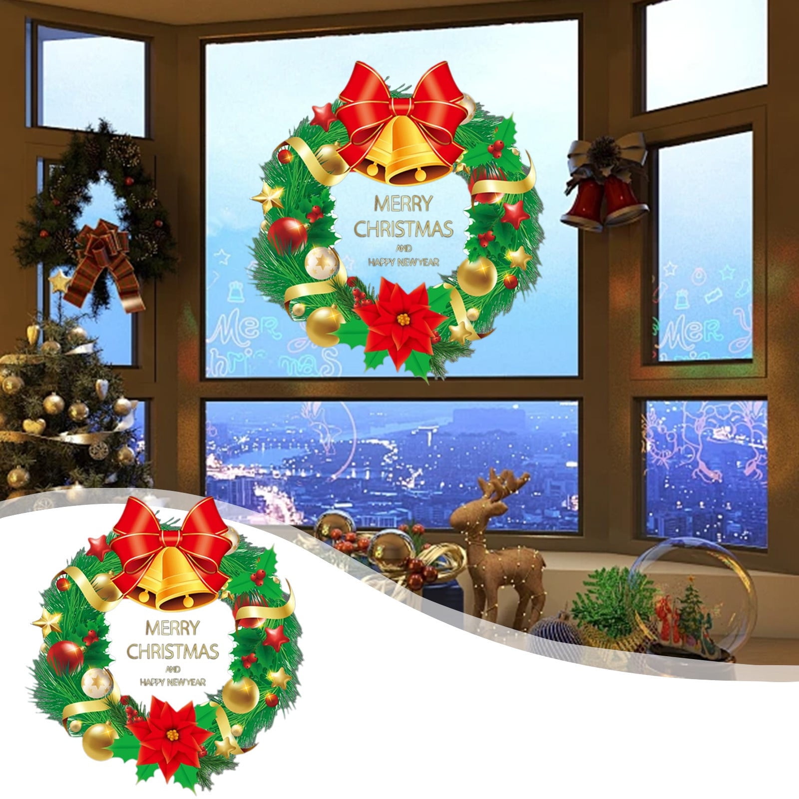 HKEJIAOI Large Christmas Window Stickers for Home & Mall Decoration ...