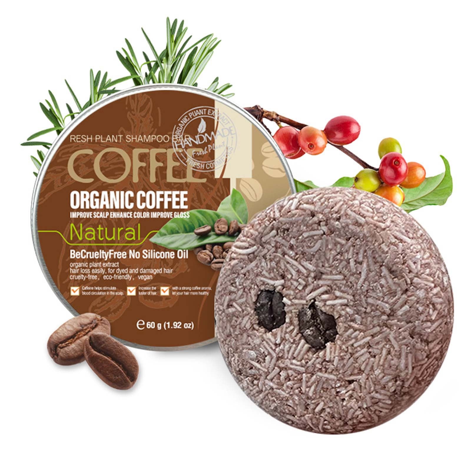 HKEJIAOI Organic Coffee Hair Growth Solid Shampoo Bar for Regrowth Hair ...