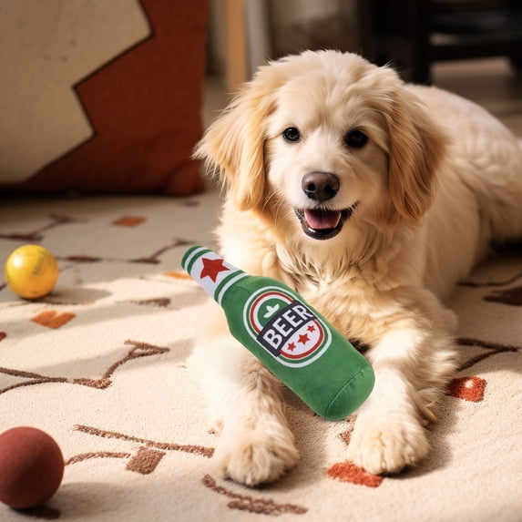 HKEJIAOI Squeaky Vodka Whiskey Bottle Dog Chew Toy for Teeth Cleaning ...