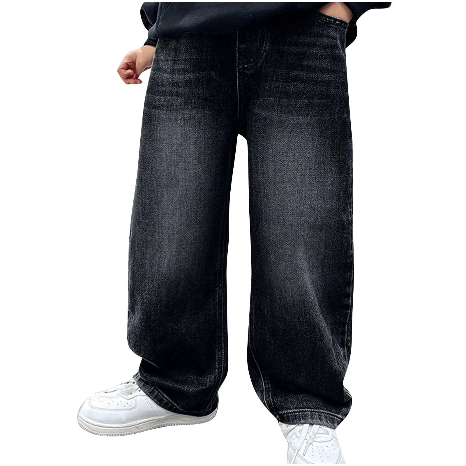 HKEJIAOI Unisex Y2k Baggy Jeans for Kids Hip Hop Skater Jeans Vintage ...