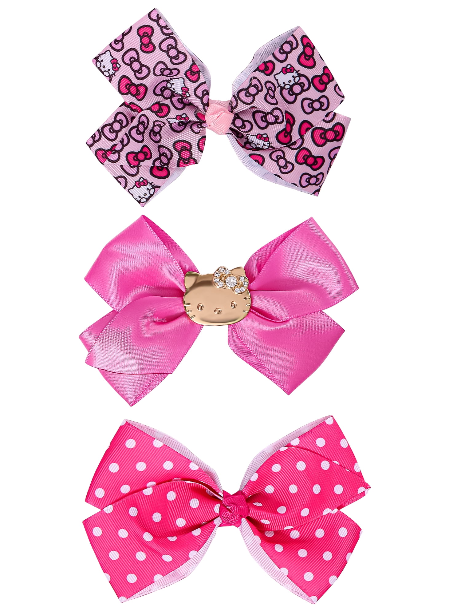 Sanrio Hello Kitty Girl's Bow Hair Clip Set – 3 Pieces (Girls ...