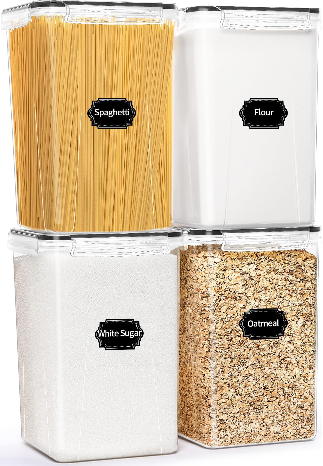 HKJ Chef 4 Pack Extra Large Airtight Food Containers with Lids (6.5L ...