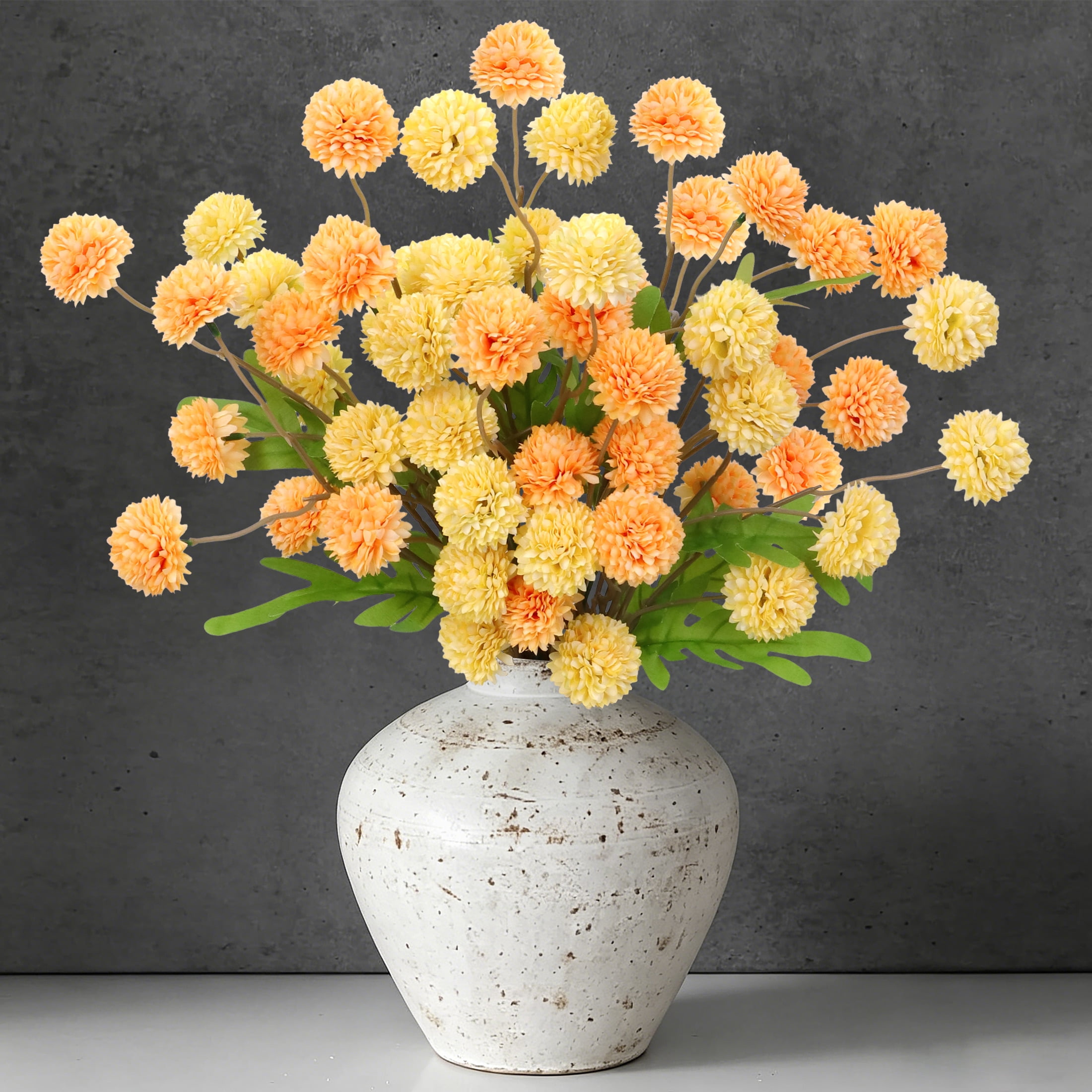 HKKDKTA 12 Pcs Artificial Pompon Mums Stems, Small Fake Chrysanthemum ...