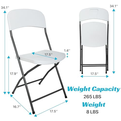 HKLGorg 4 Pack Folding Chair, Plastic Fold Up Chair, Portable Stackable ...