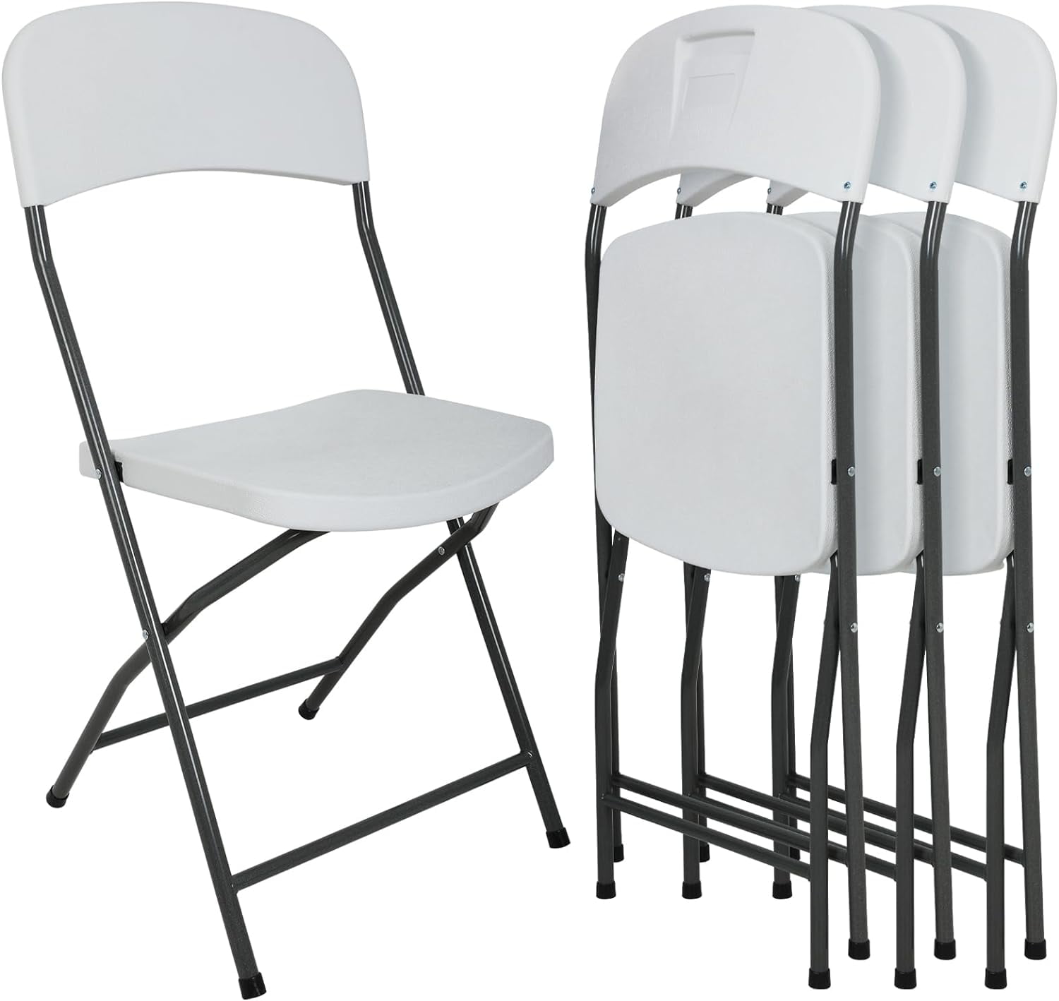 HKLGorg 4 Pack Folding Chair, Plastic Fold Up Chair, Portable Stackable ...