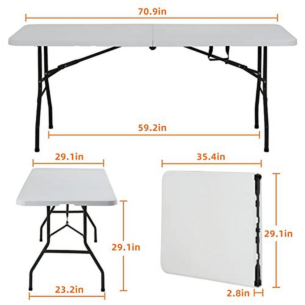 HKLGorg Folding Table 6 Ft Heavy Duty Fold Up Table Camping Working ...