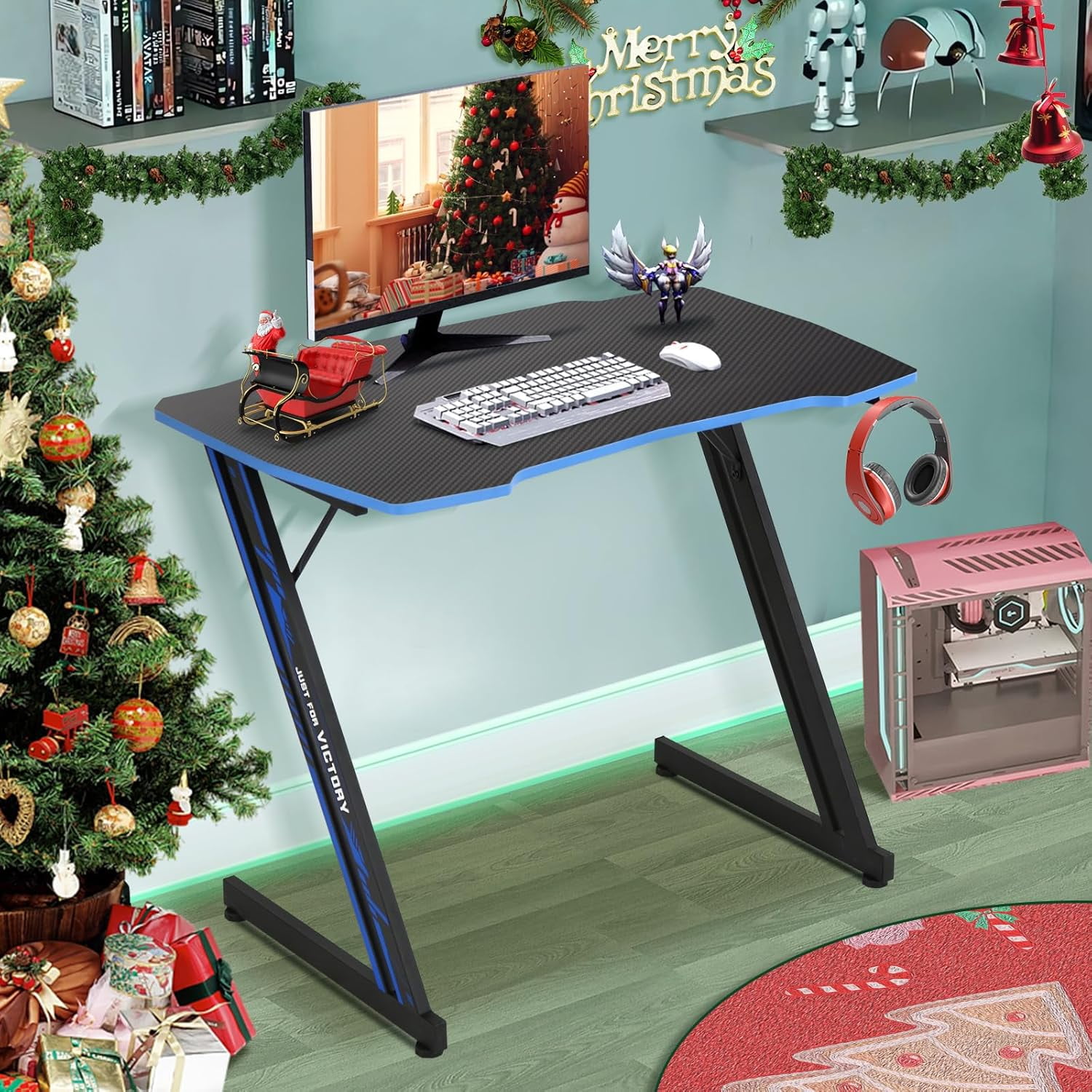 HKLGorg Gaming Desk 35" Computer Desk Gaming Table Writing Table Modern ...