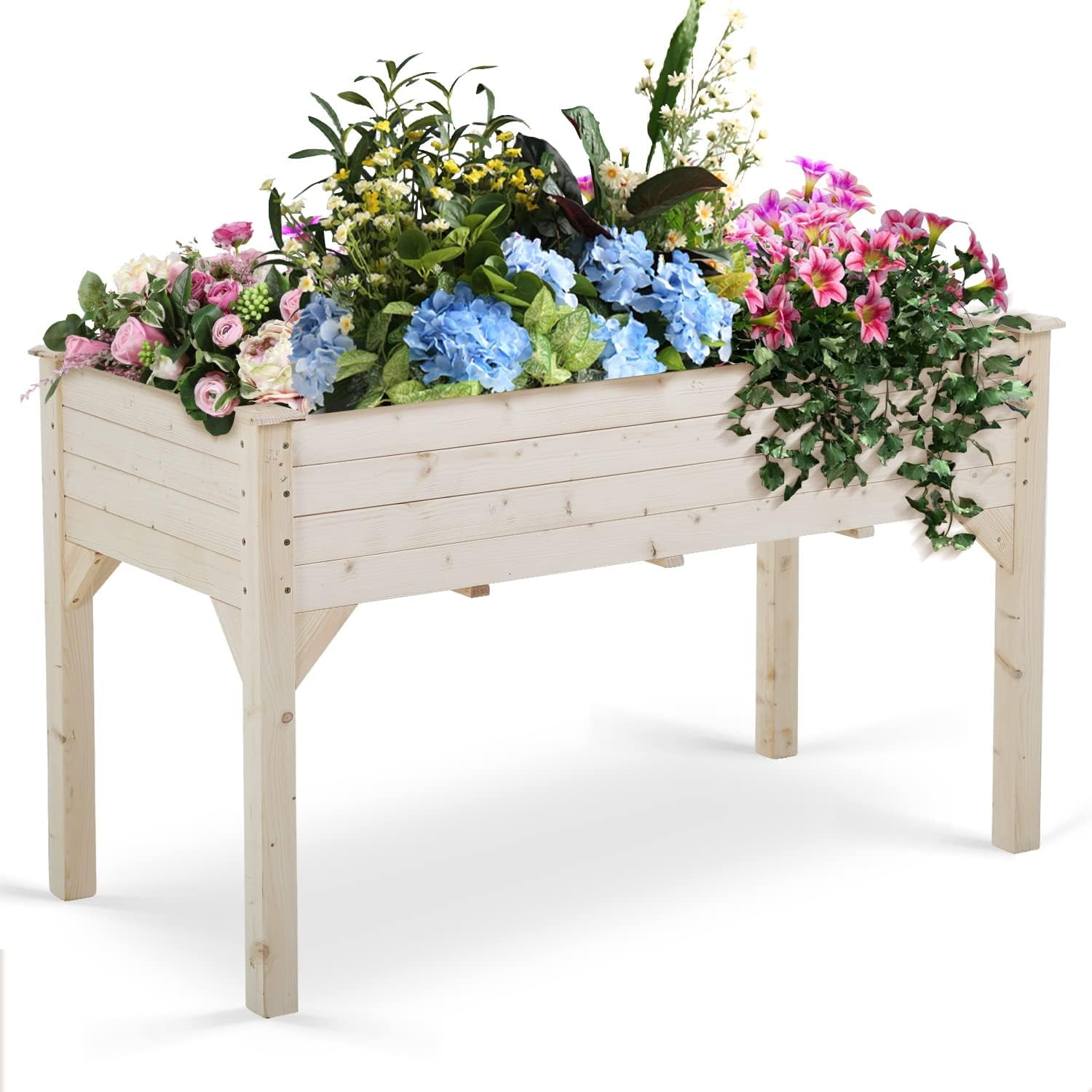 HKLGorg Wooden Raised Garden Bed 48x24x30in Elevated Wood Planter Box ...