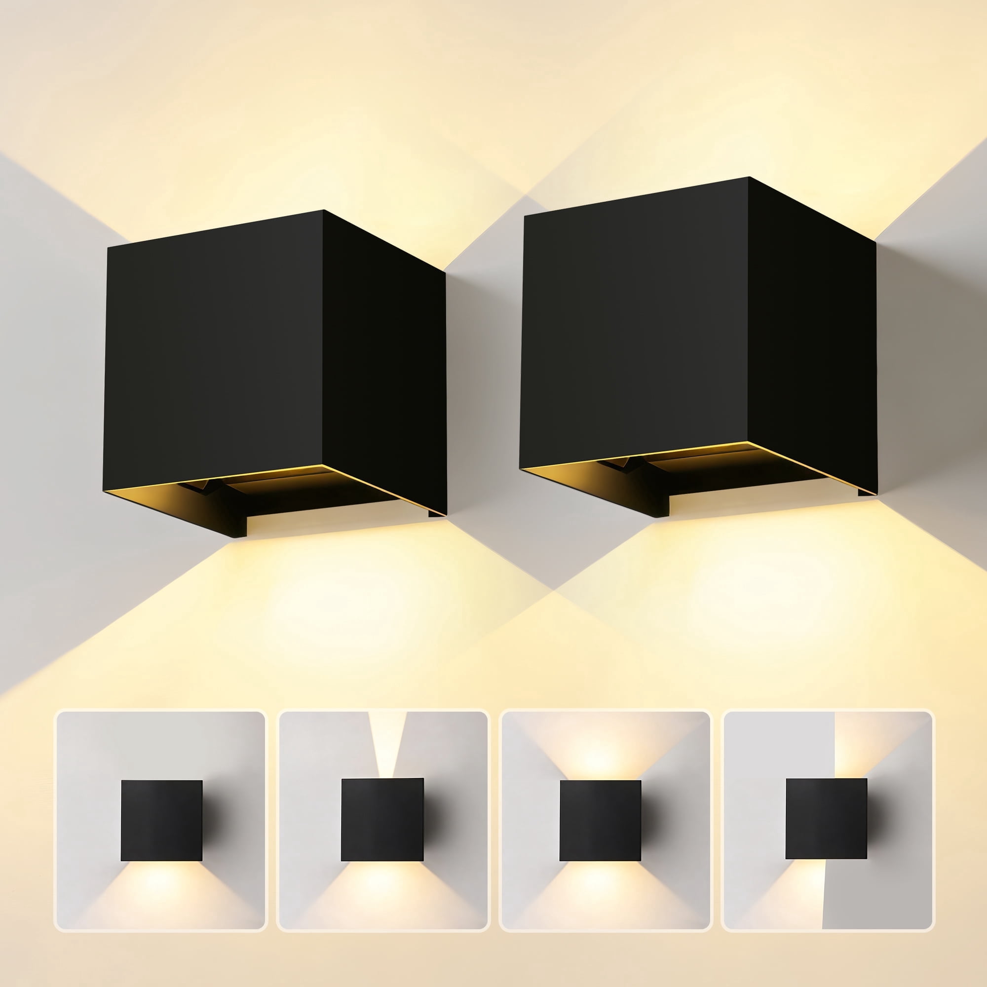HKMGT 10W Modern Cube LED Outdoor Wall Sconce, Adjustable Light Angle ...