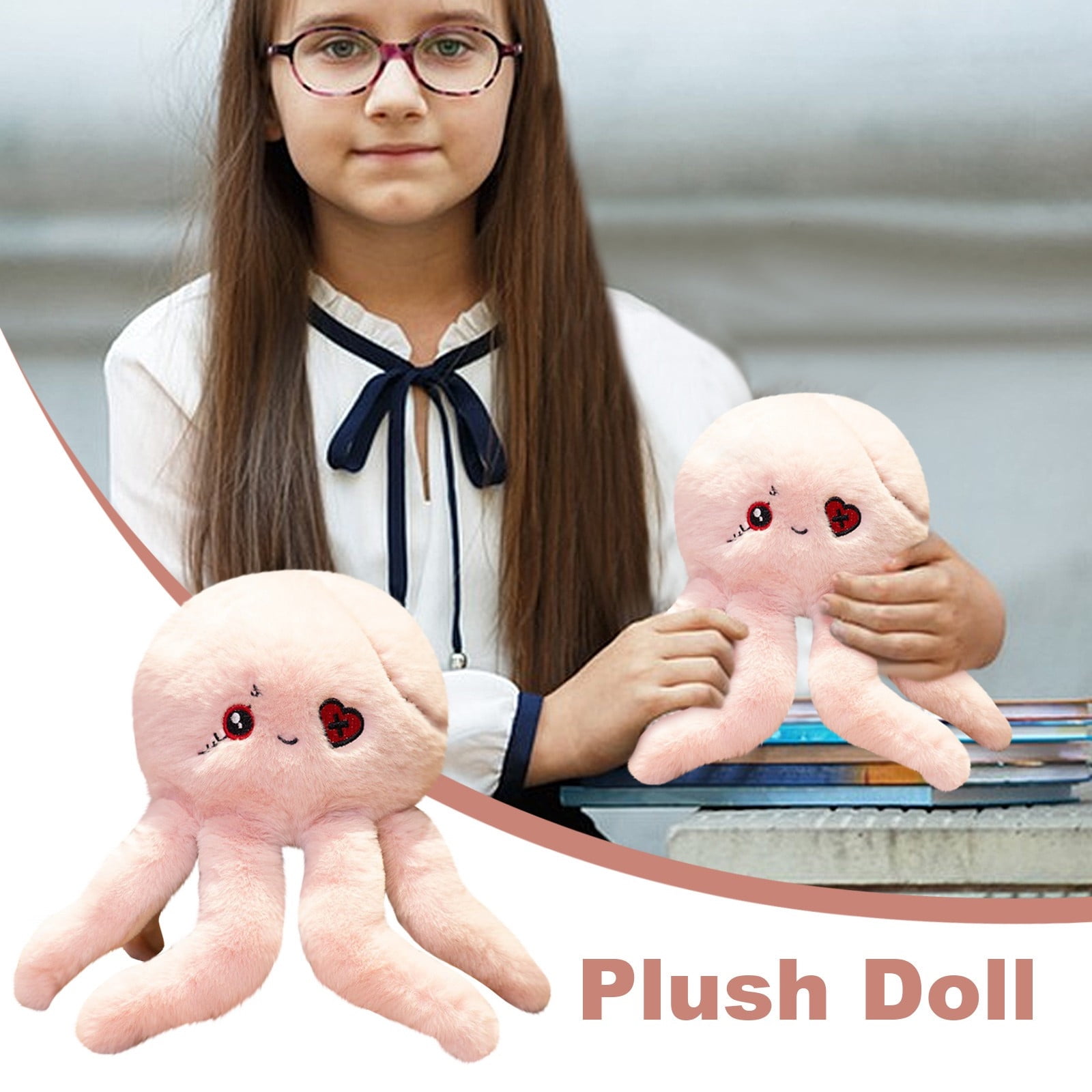 HKUKY Halloween Cute Octopus Plush Marine Toy, Creepy Scar Octopus Stuffed Dolls, Orange Octopus ...