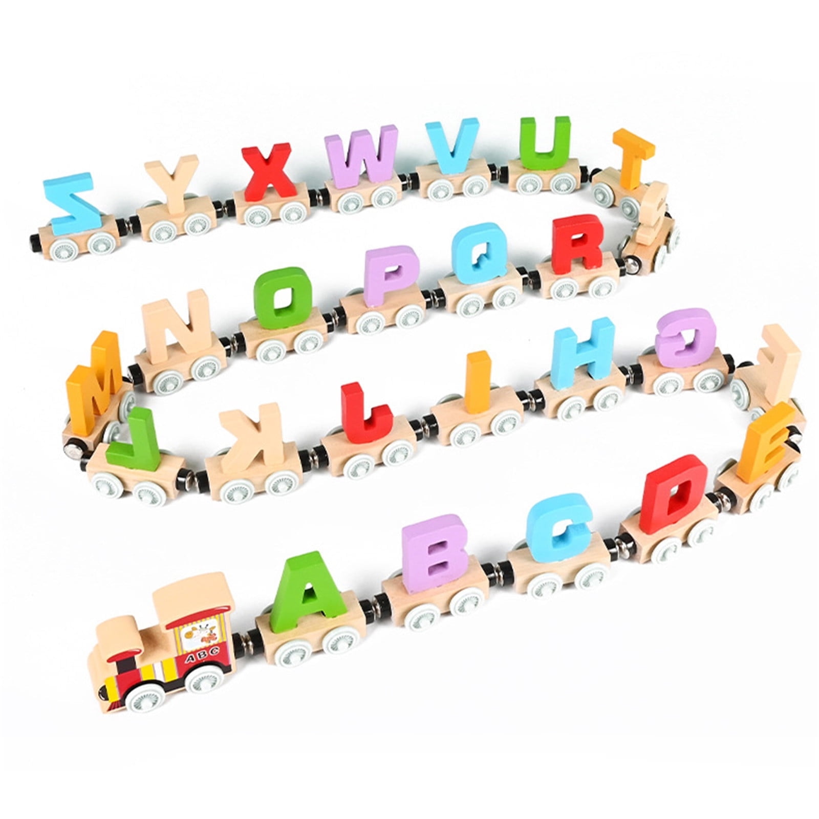 HKUKY Wooden Alphabet Train Toy Wooden Magnetic Alphabet Train Set ...