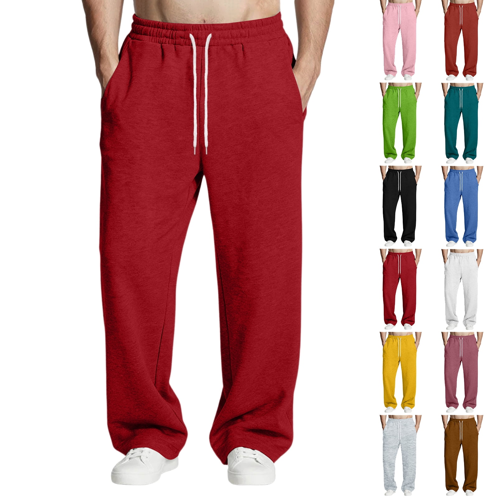 HKYNLAG Baggy Sweatpants for Men Fleece Wide Leg Sweats Pants Loose ...