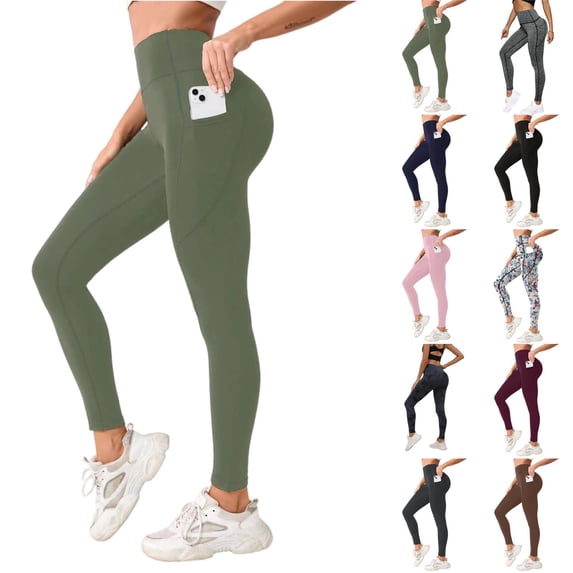 HKYNLAG Leggings with Pockets for Women Tummy Control Workout Sports ...