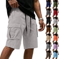 HKYNLAG Men's Cargo Shorts Knee Length Casual Stretch Drawstring ...