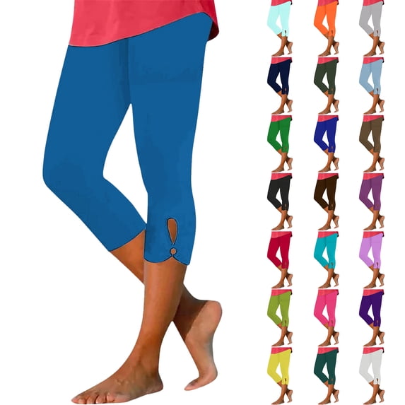 HKYNLAG Women's Summer Beach Capri Casual High Waisted Capri Leggings ...
