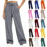HKYNLAG Womens Wide Leg Sweatpants Winter Baggy Lounge Travel Pants ...