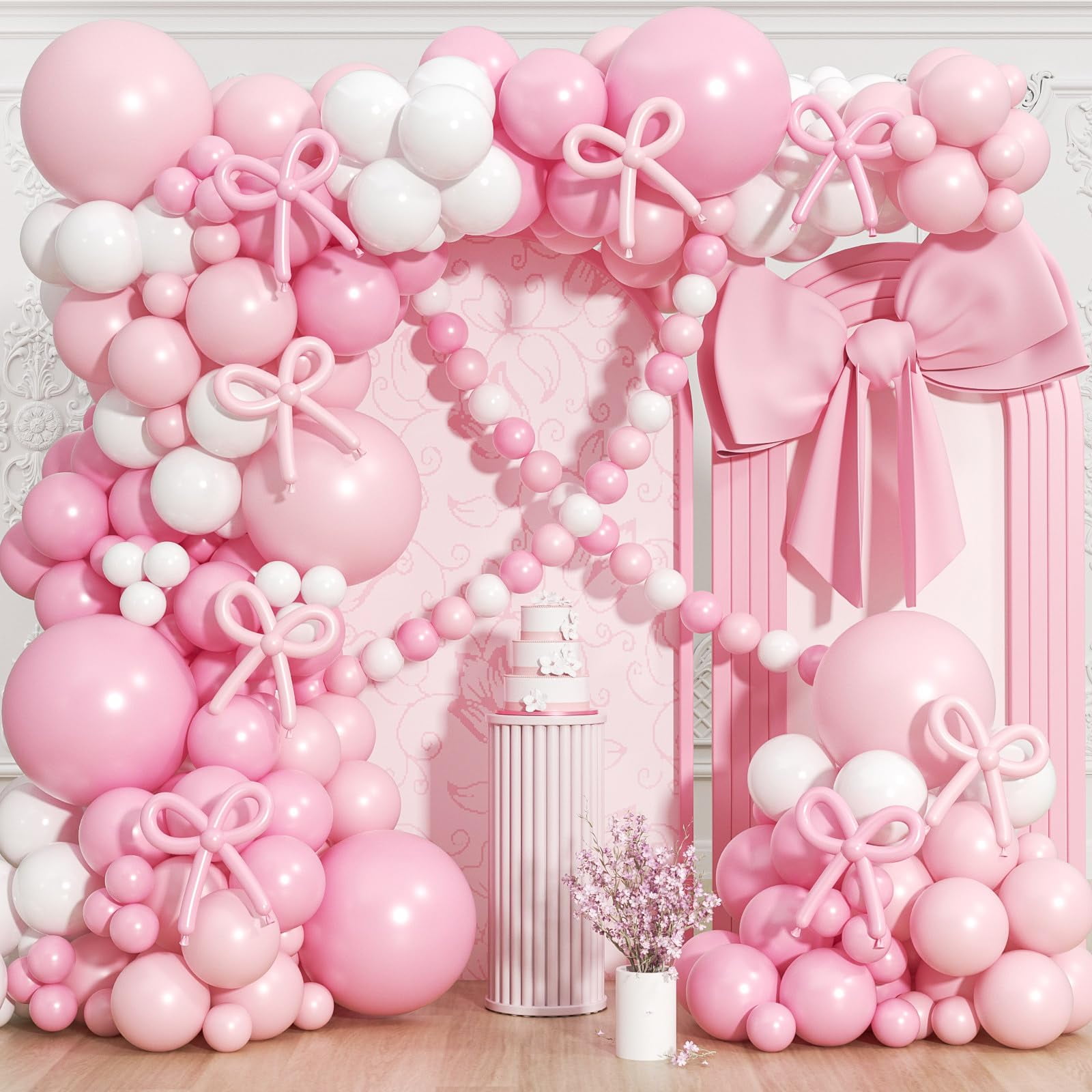 HKYOOD Pink Bow Balloon Garland Arch Kit H2FSD- Birthday Decorations ...
