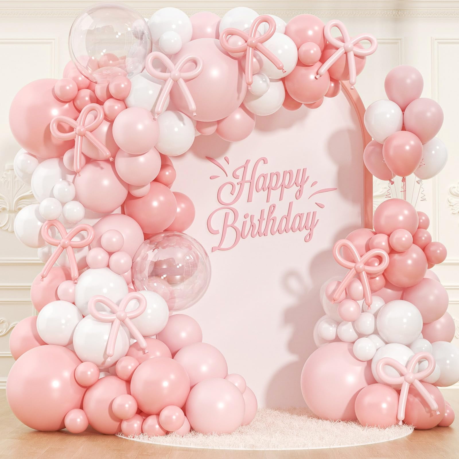 HKYOOD Pink Bow Balloon Garland Arch ZLK1 Kit - Coquette Birthday ...