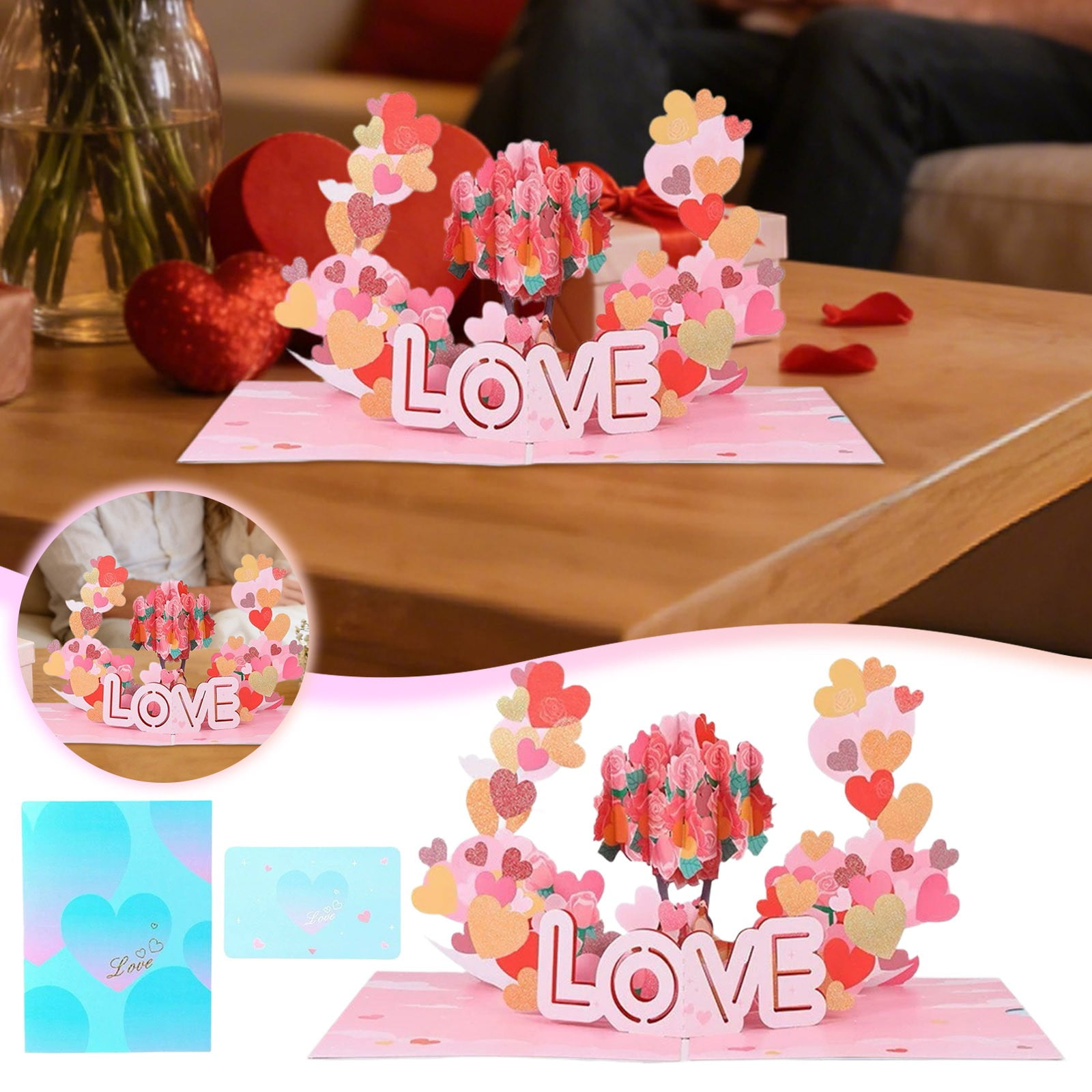 HKYSANG Valentines Pop-Up Love Tree Card, 3D Pop-up Greeting Cards, for ...